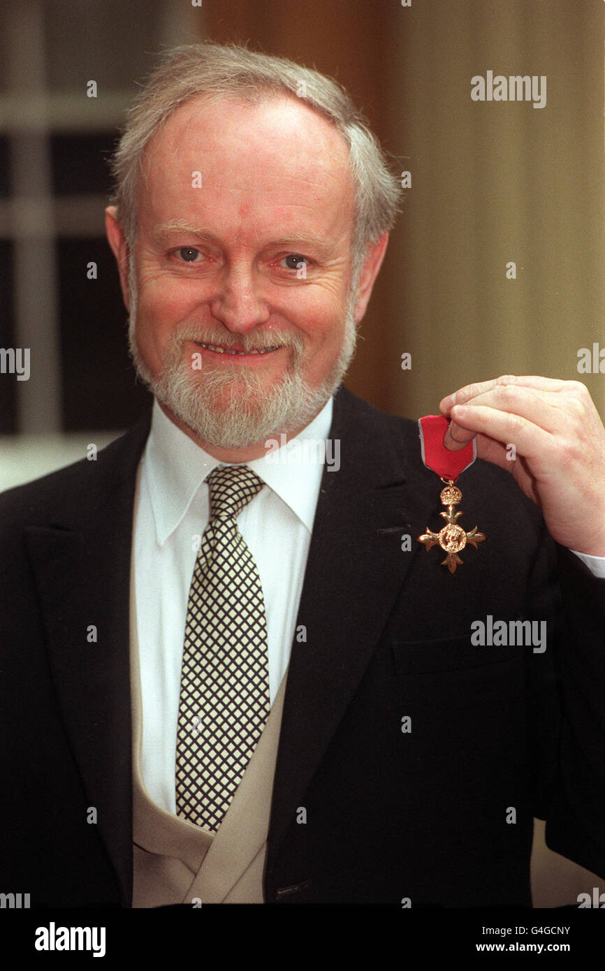 Lyricist and TV personality Richard Stilgoe, with his OBE which he ...