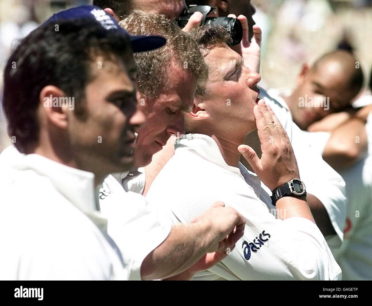 (L-R) Mark Ramprakash, Alec Stewart, Darren Gough and Dean Headley contemplate England's defeat ...