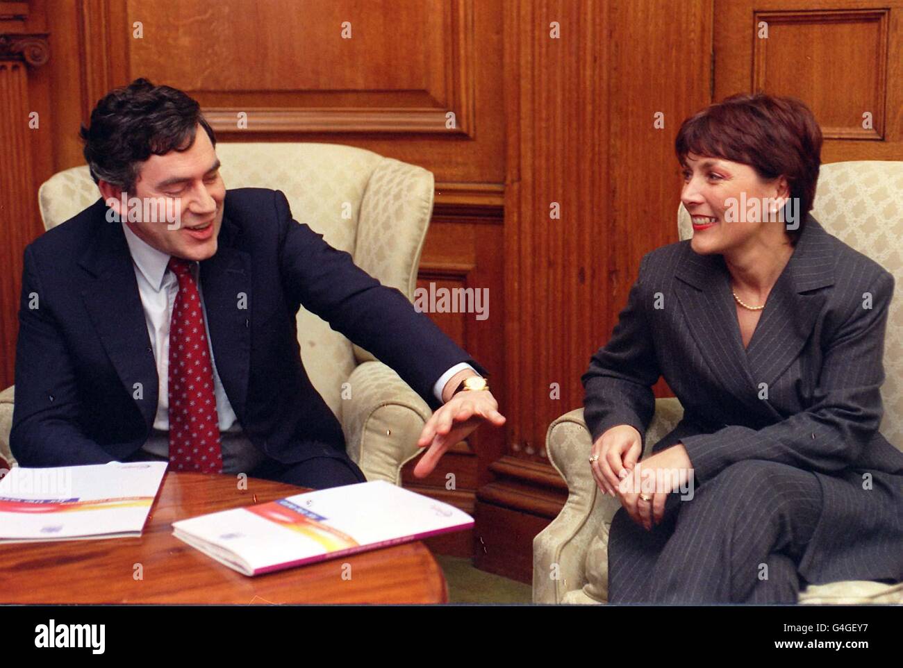 Chancellor Gordon Brown sits with former junior Treasury minister Dawn ...