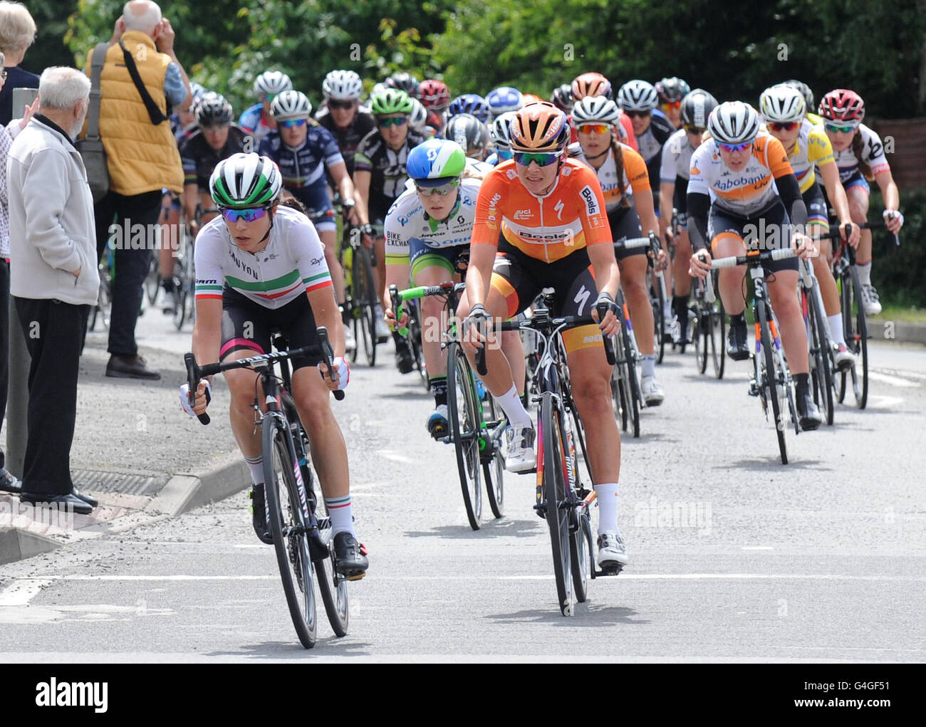 Italy's Elena Cecchini (left) and USA's Alison Tetrick ride through ...