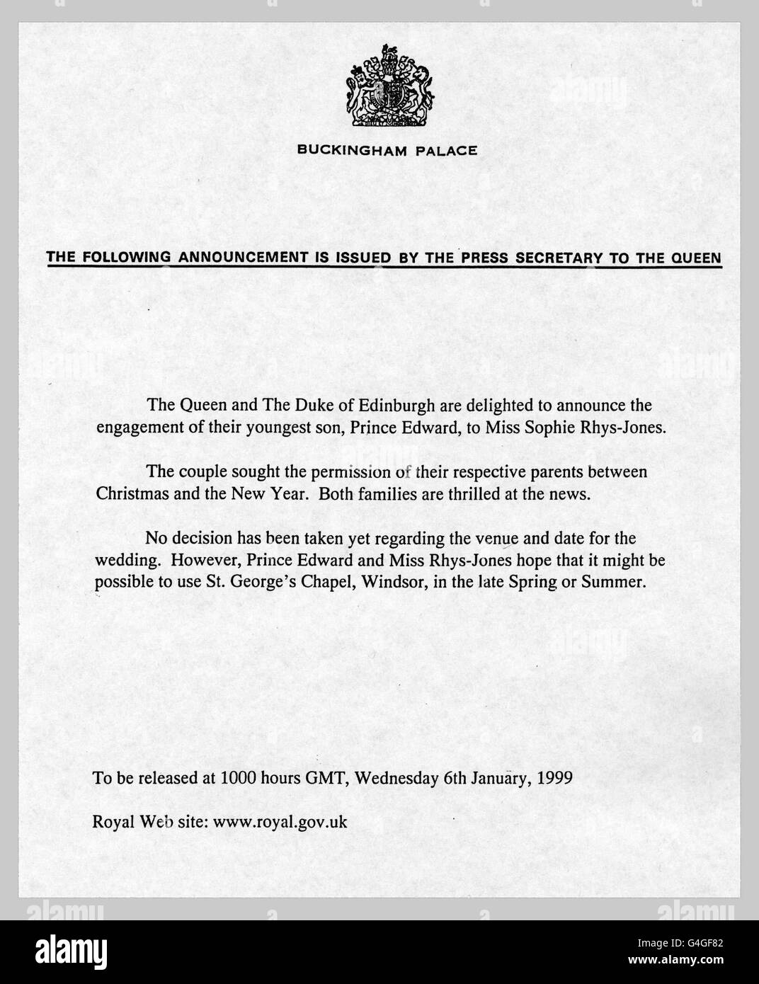 Announcement From Buckingham Palace