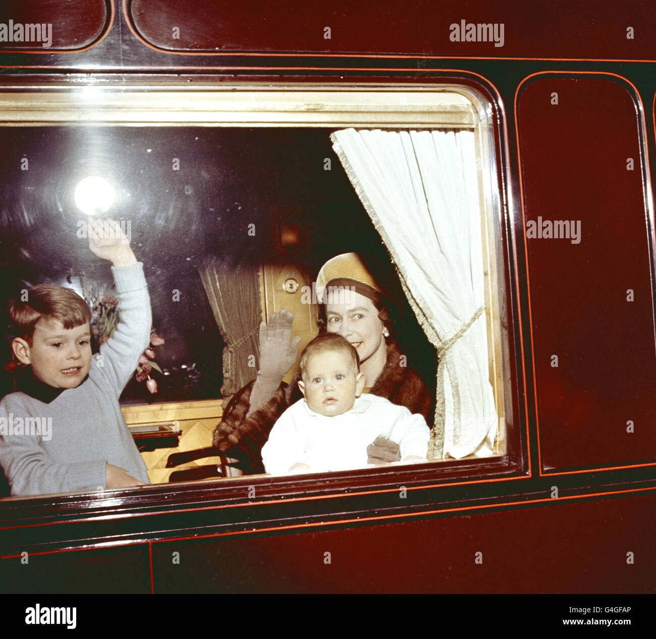 Queen Elizabeth II with her two sons, Prince Andrew and baby Prince ...