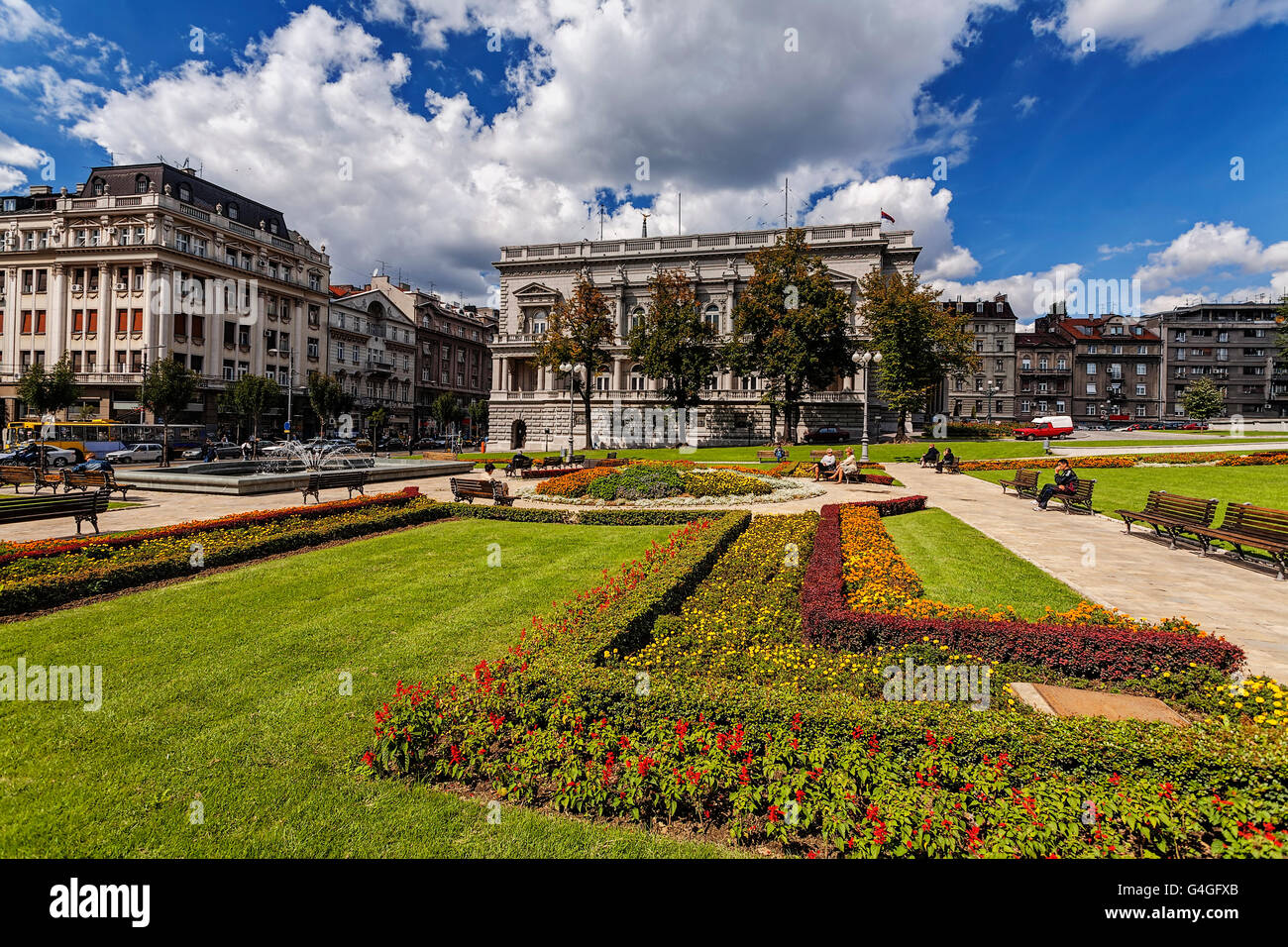 Park near the Government palace in downtown, capital of Serbia Stock ...