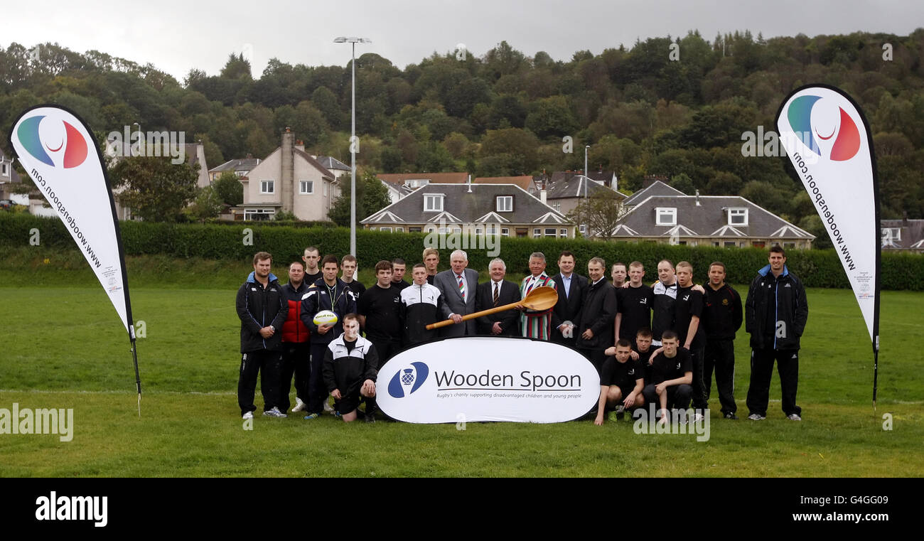 (Centre left to right) Wooden Spoon Scottish National Committee member ...