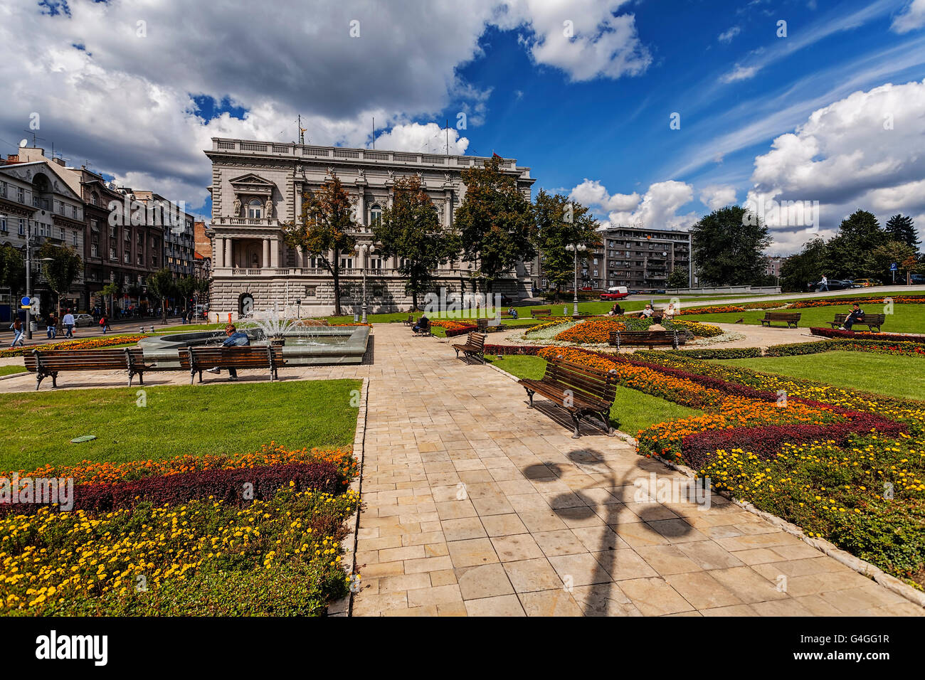 Park near the Government palace in downtown, capital of Serbia Stock ...