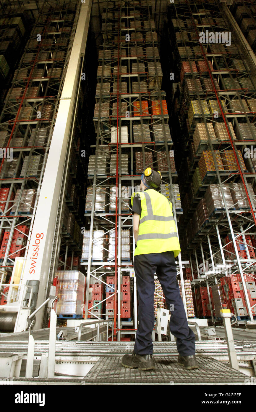 Engineer Lee Finnie in the high bay warehouse, which is 115ft tall and ...