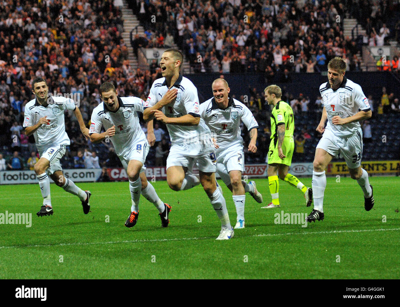 Preston north ends jamie proctor celebrates scoring their opening goal ...