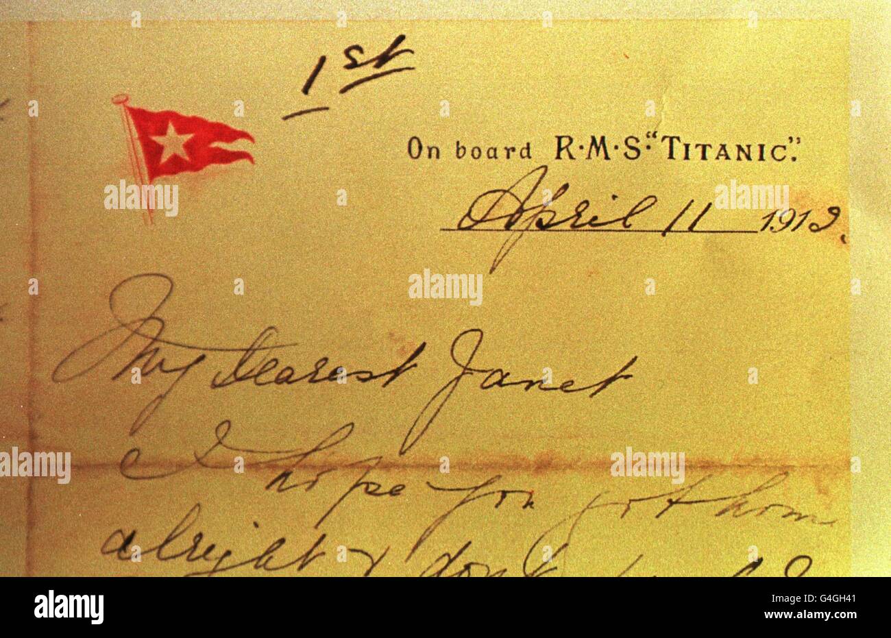 One of the Titanic letters among items to be sold at auction Stock ...