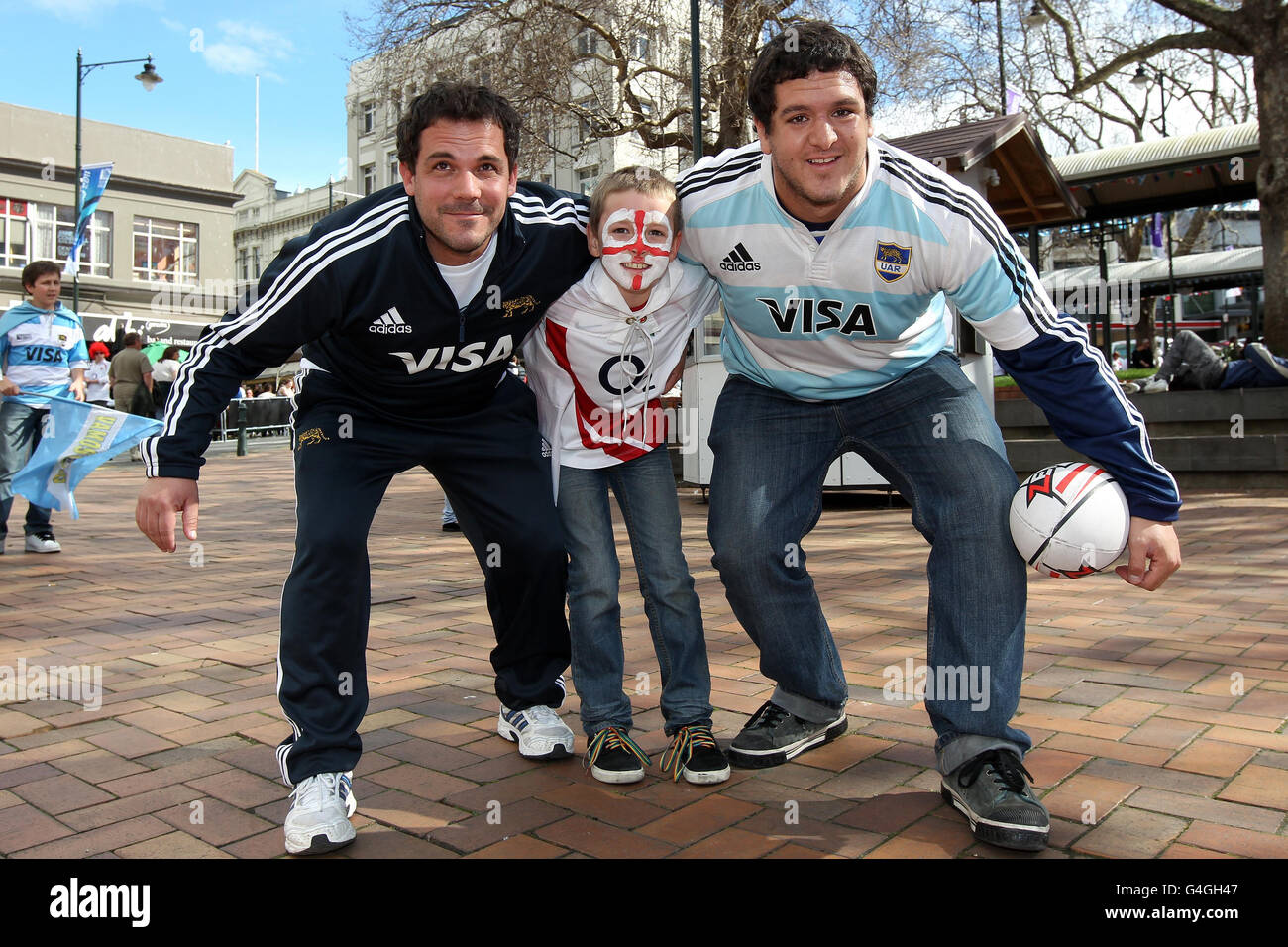 Jake Buchanan, 7 (centre) from Worcester poses for a picture with two ...