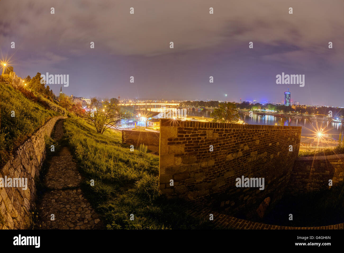 Belgrade fortress and panorama view at night, Belgrade Serbia Stock ...
