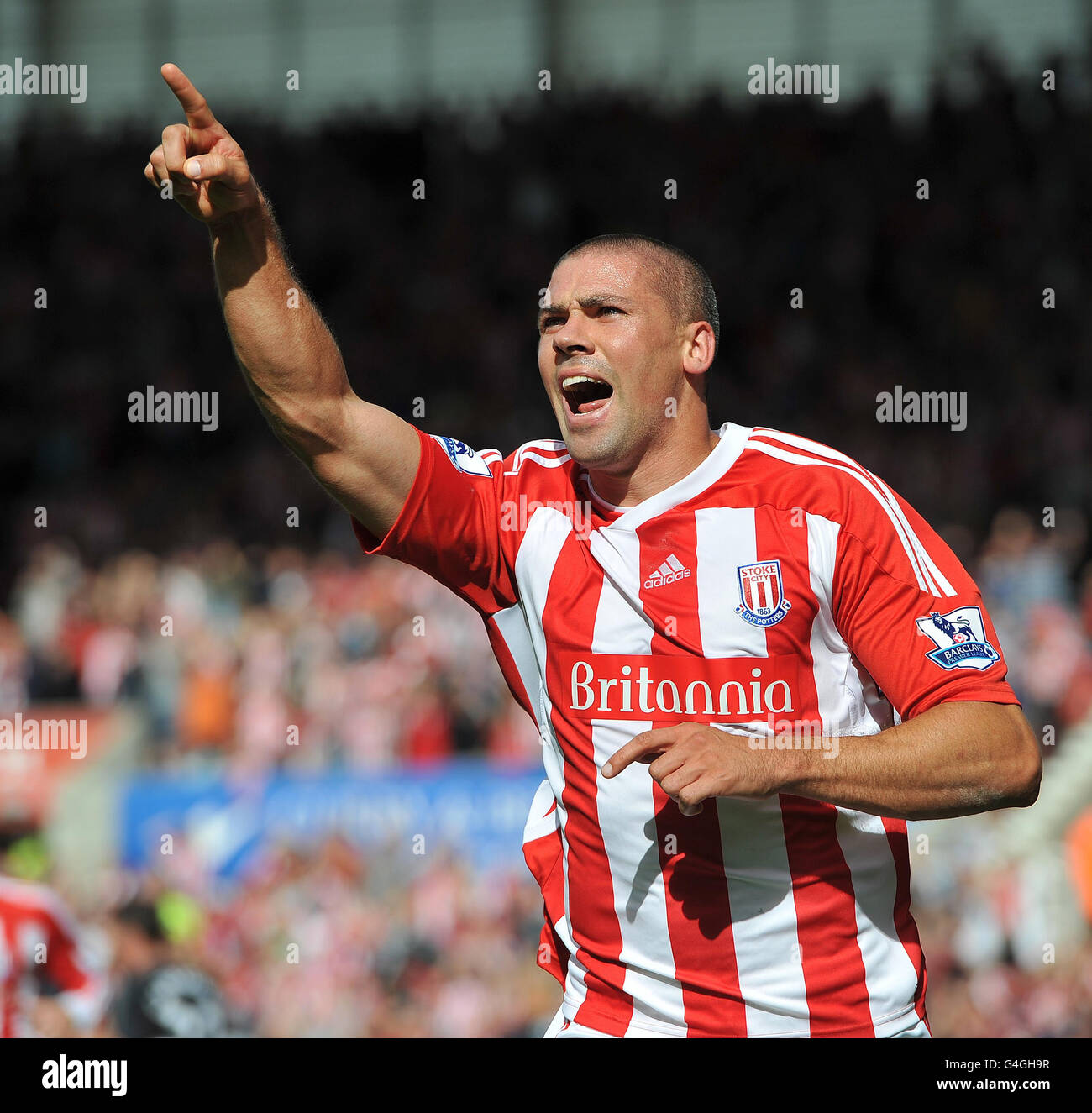 Stoke City's Jonathan Walters celebrates scoring his team's first goal ...