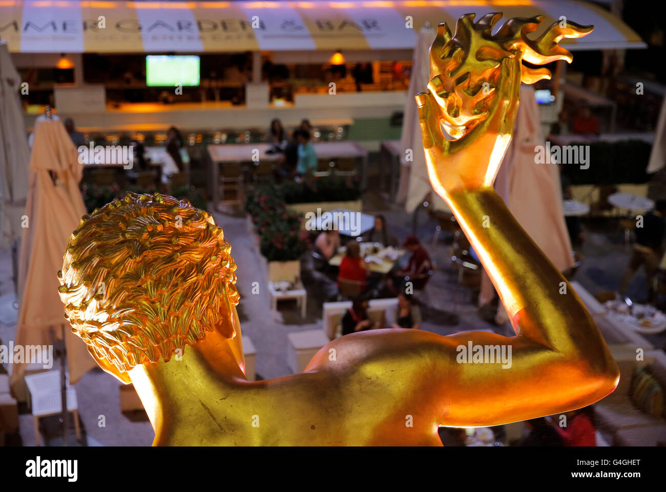 Gilded bronze statue of the Greek titan Prometheus at Rockefeller ...