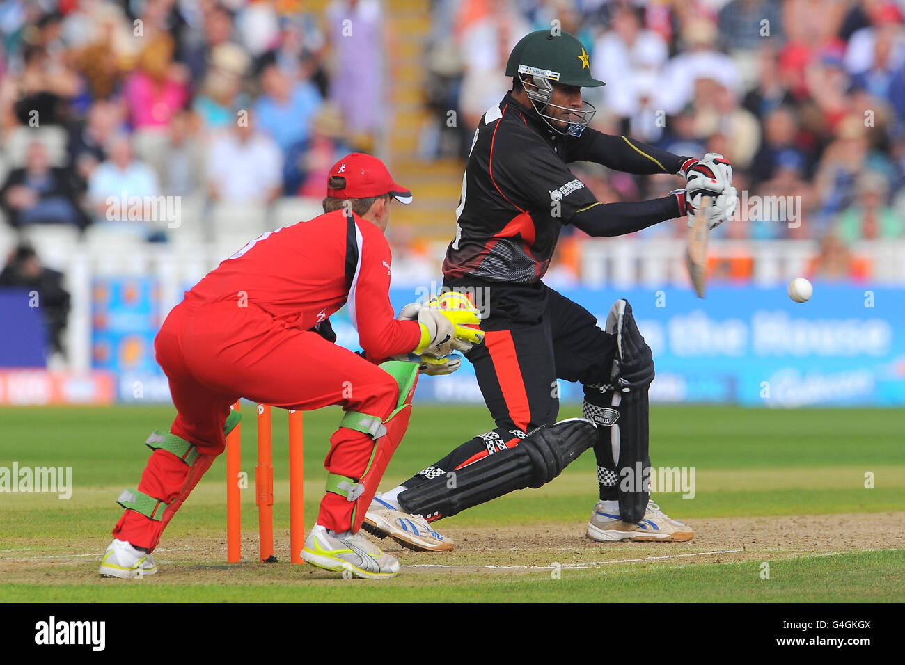 Cricket lancashire full length batting mangrr hi-res stock photography ...