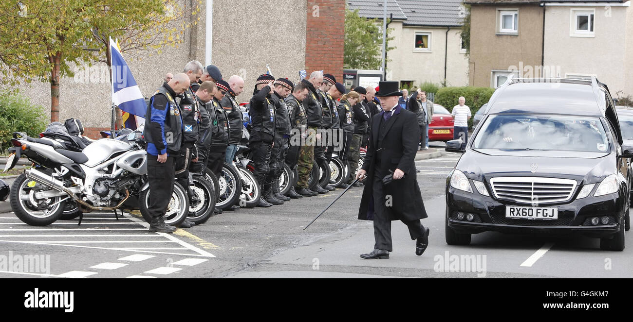 Members of the Royal British Legion Riders attend the funeral of ...