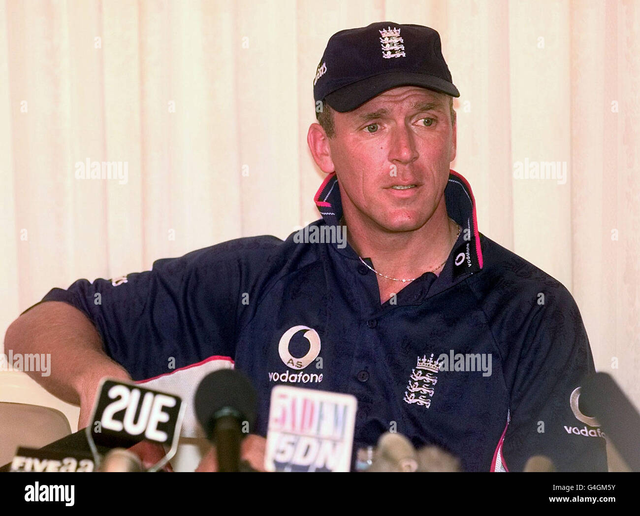 England Cricket Captain Alec Stewart speaks at a press conference at ...