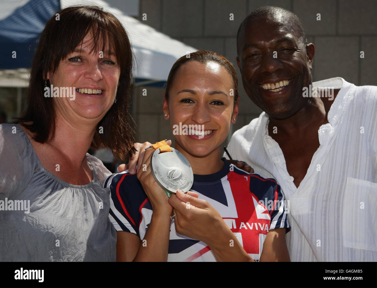 Great Britain's Jessica Ennis with her parents Alison Powell and Vinnie ...