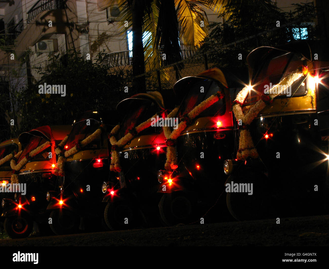 Decorated Auto Rickshaws for a traditional festival in India Stock ...