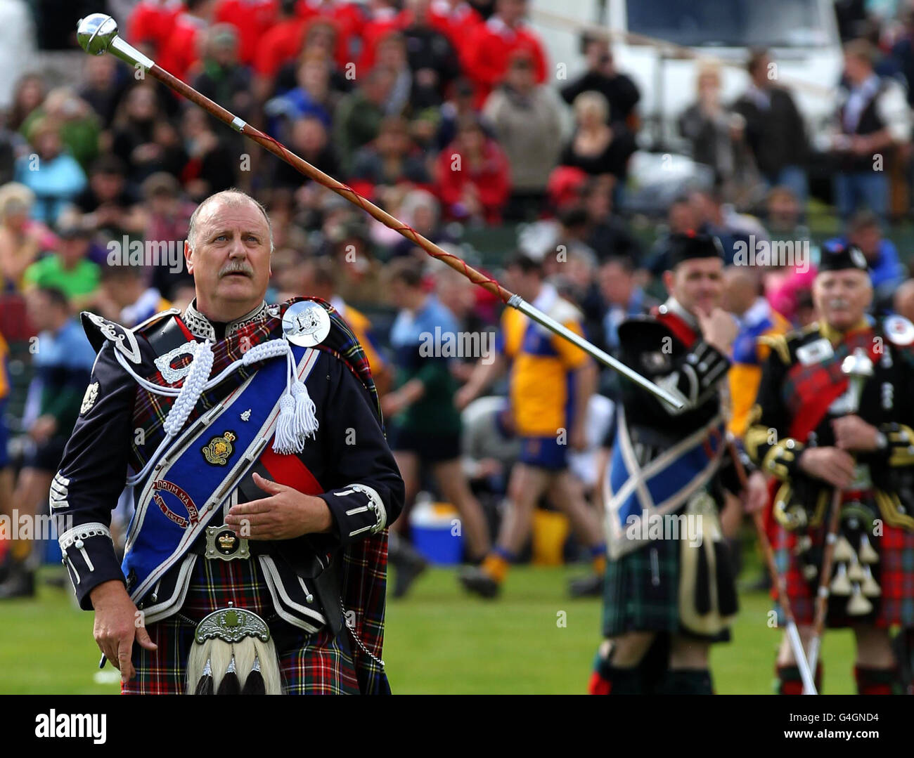 Pipe Major Bill Barclay during the staff throwing competition at the ...