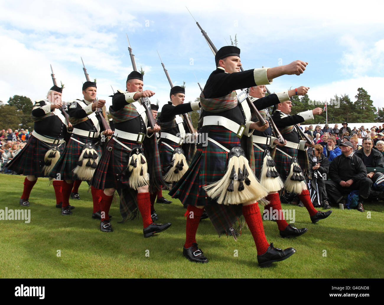 The Atholl Highlanders parade at the Braemar Gathering in Braemar Stock ...