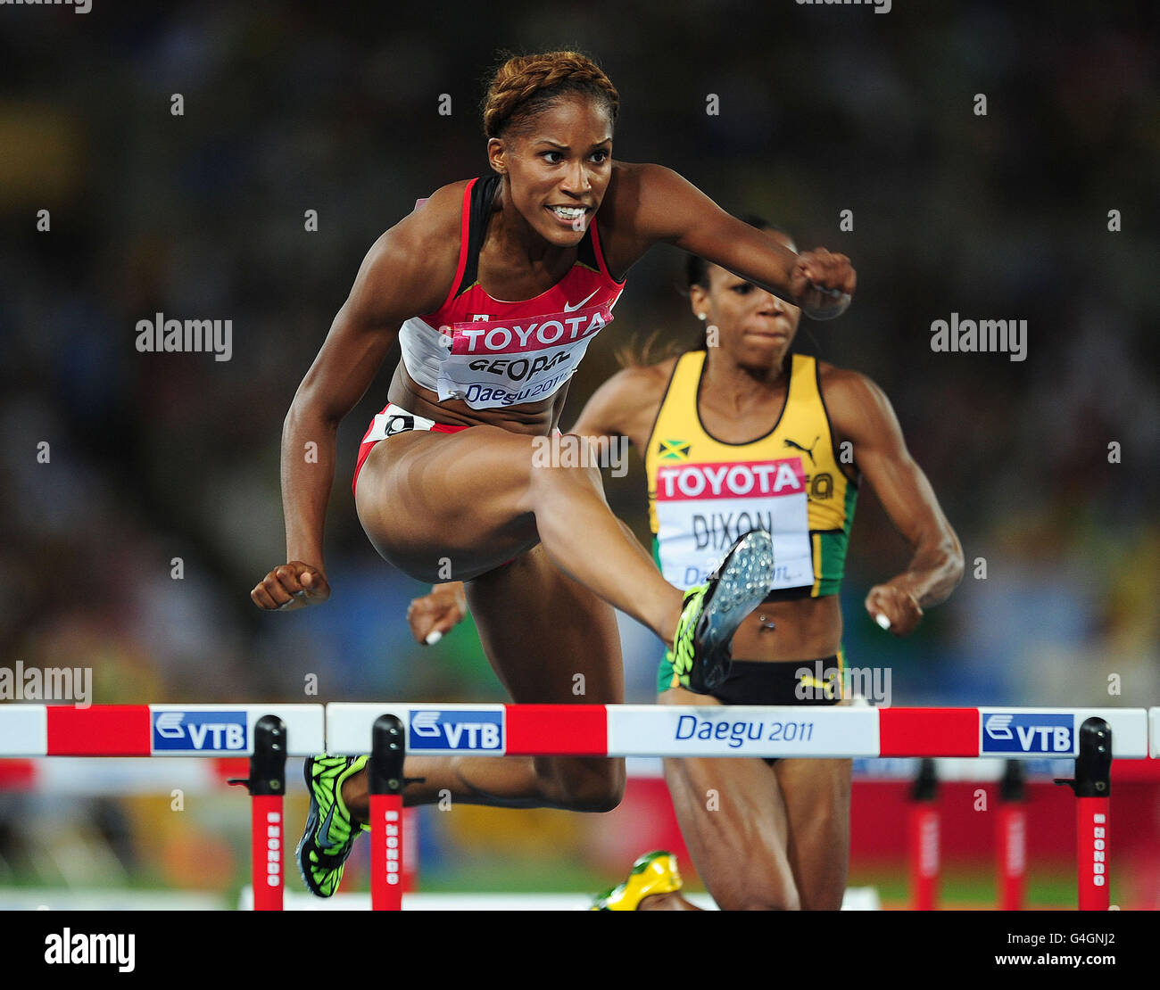 Canadas phylicia george during the womens 100m hurdles semi final hi ...