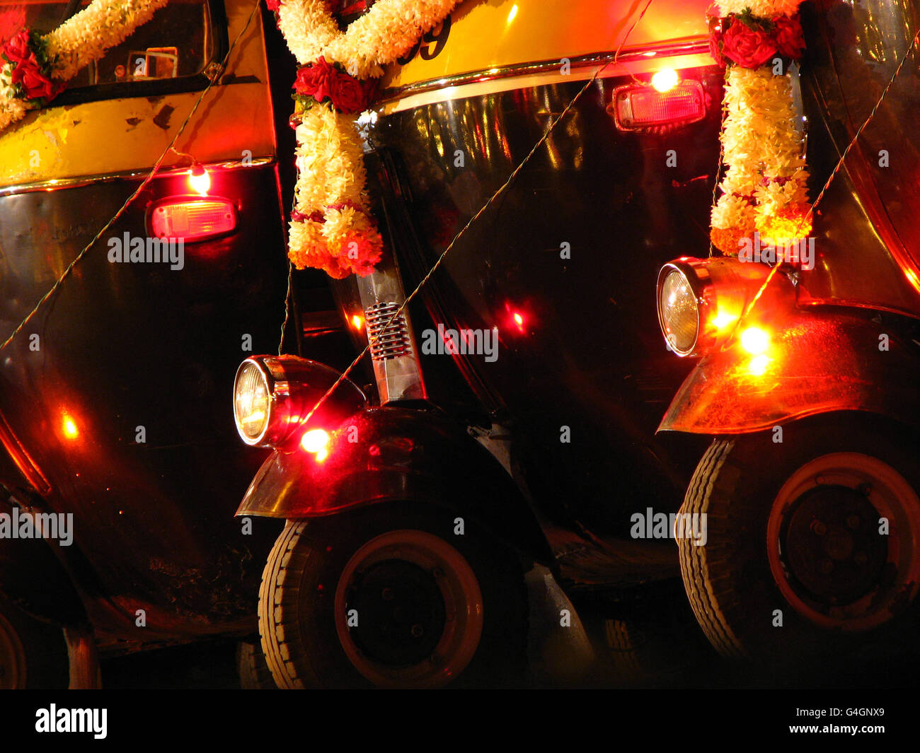 Decorated Auto Rickshaws for a traditional festival in India Stock ...