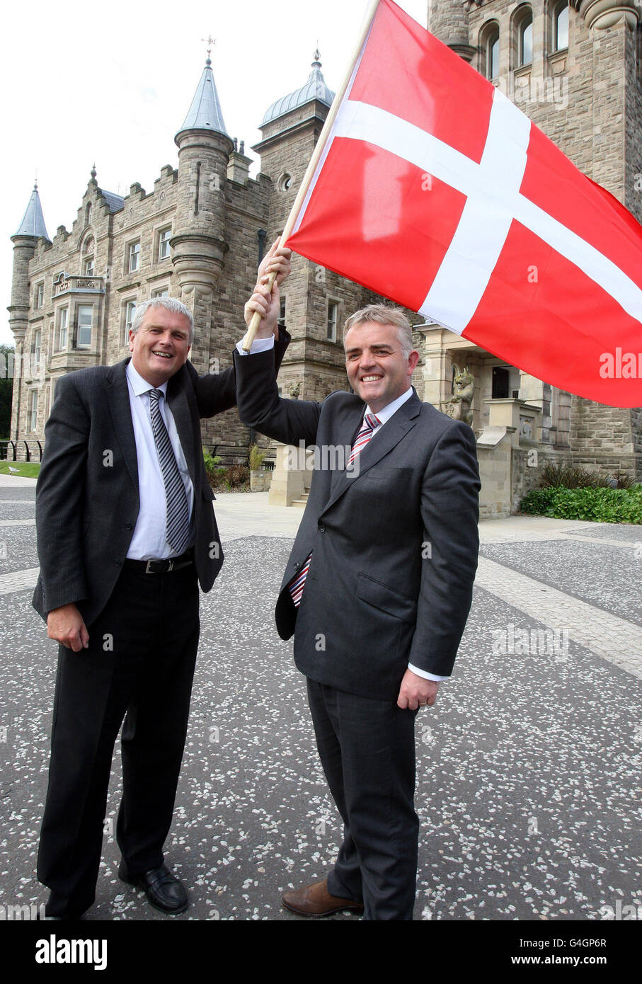 Jim wells (left) and Jonathan bell at Stormont Castle, Belfast with the ...