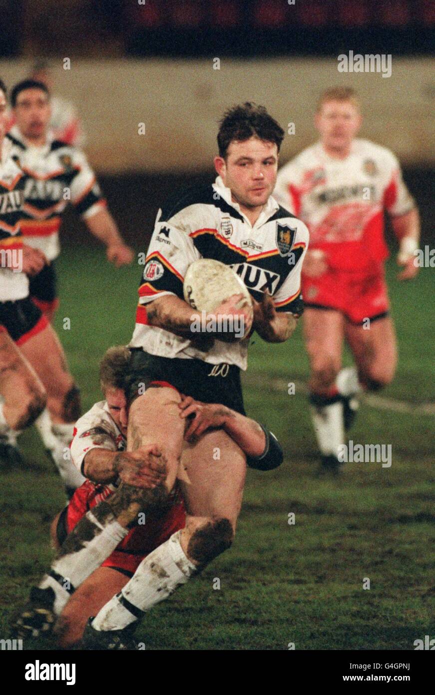 ROY POWELL, BRADFORD, LOOKS TO BREAK THROUGH AGAINST WIGAN Stock Photo ...