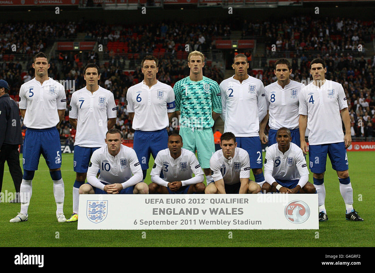 England line up before the game left right back row hi-res stock ...