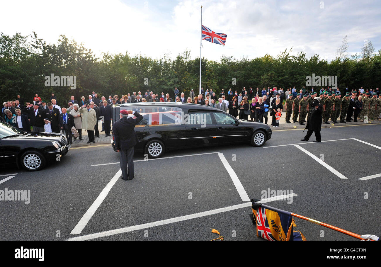 The cortege carrying the body of Barry Weston of 42 Commando Royal ...