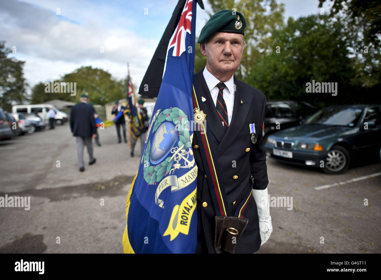 Standard Bearers arrive outside the The Chequers pub, as they wait to ...