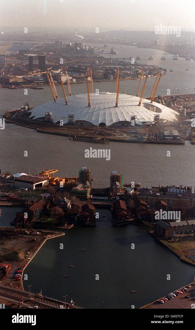Aerial view of the Millennium Dome in Greenwich, south-east London ...