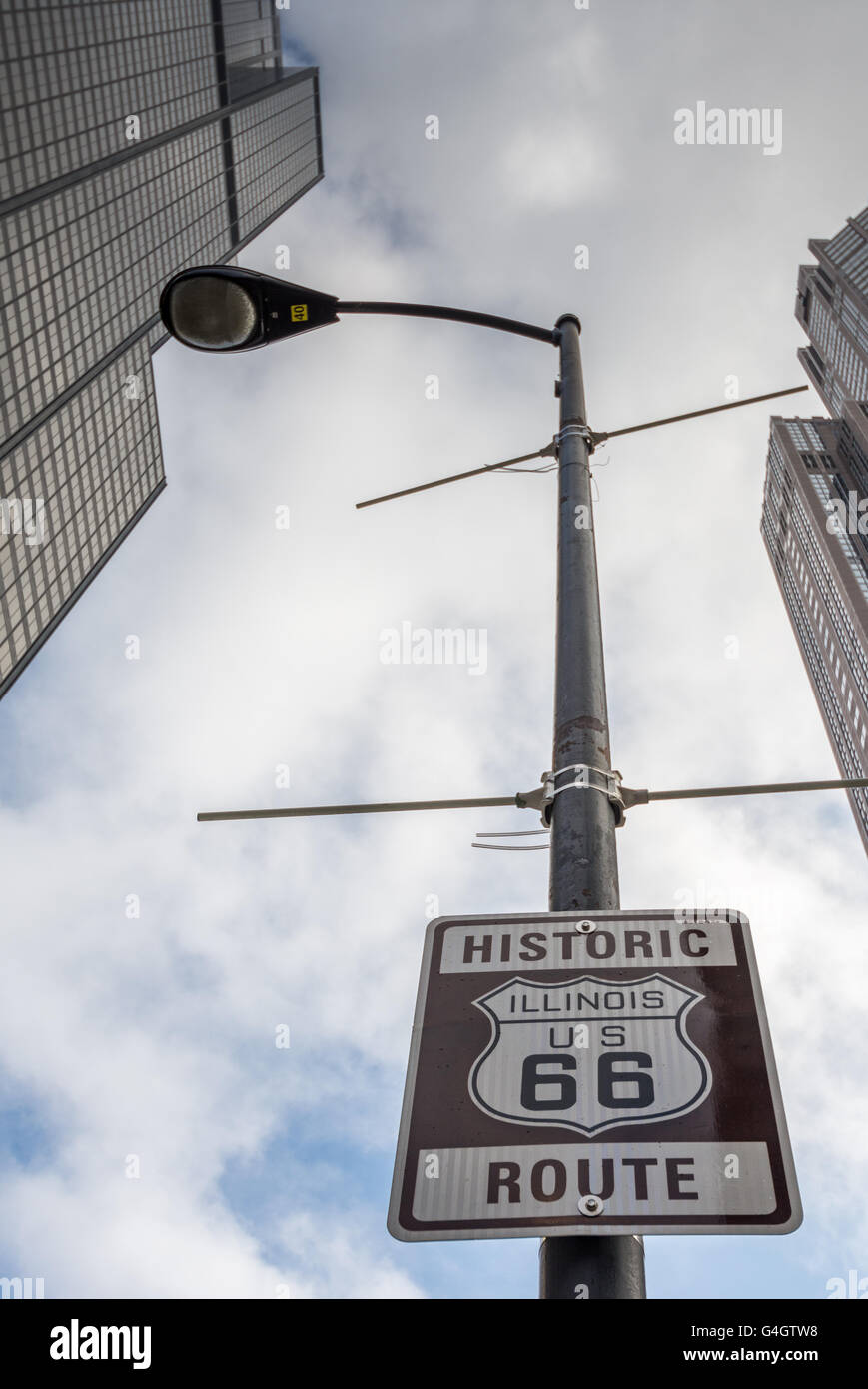Route 66: An Illinois / US 66 road shield, marking the beginning of ...