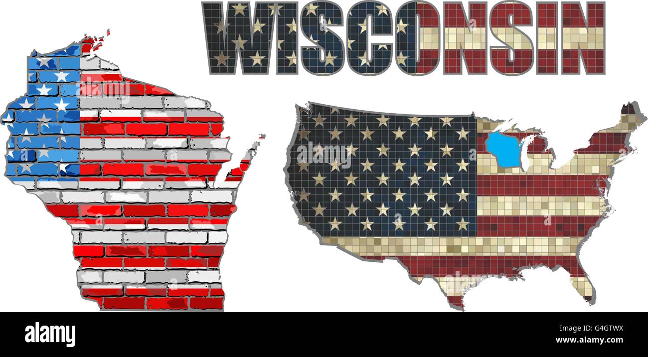 USA state of Wisconsin on a brick wall Stock Photo - Alamy