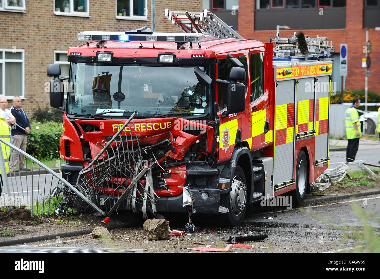 Woman dies in fire engine crash Stock Photo - Alamy