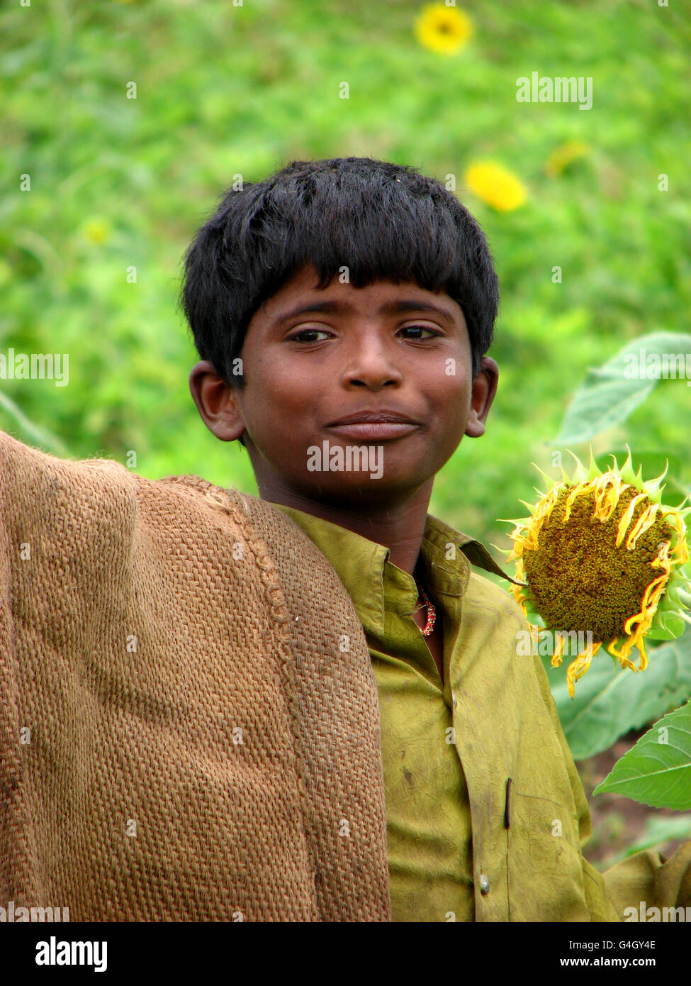 Indian Farmer Boy Stock Photo - Alamy