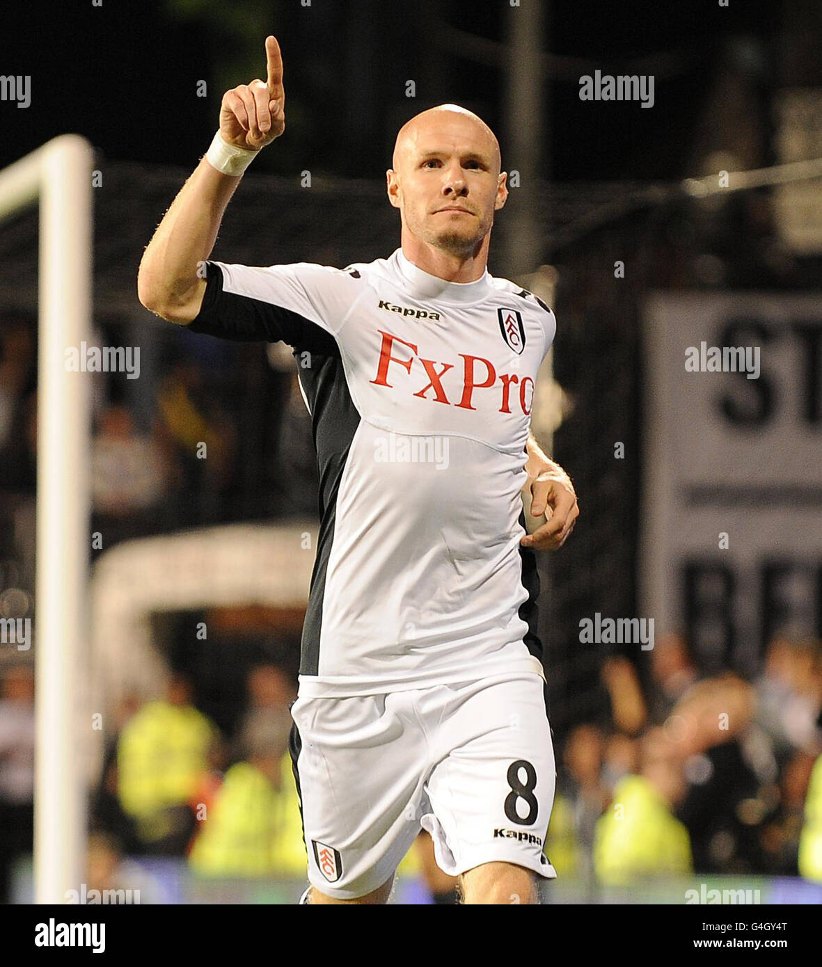 Fulham's Andrew Johnson celebrates after scoring the opening goal ...