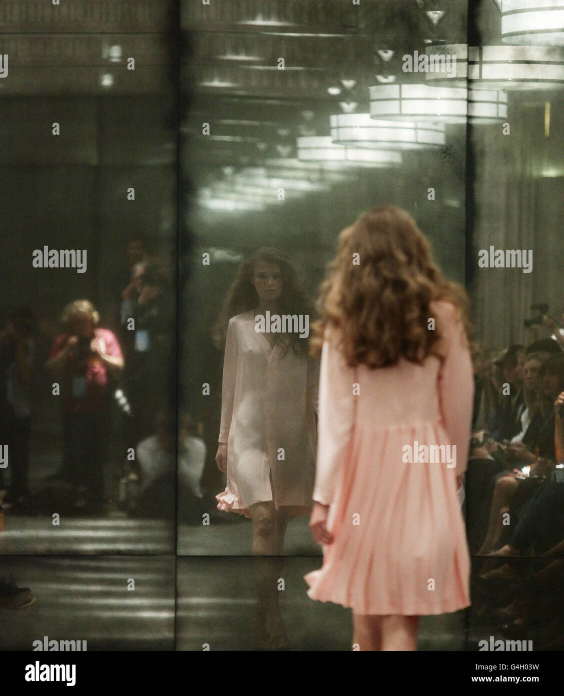 Catwalk runway half length mid back view models modelling runway hi-res ...