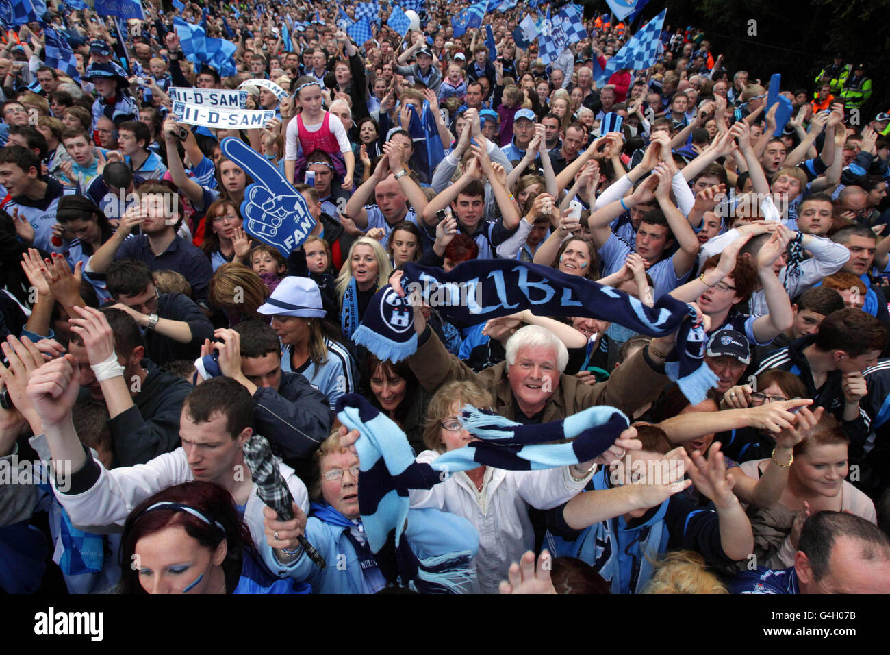 Thousands of Dublin GAA fans gather in Merrion Square in the capital ...