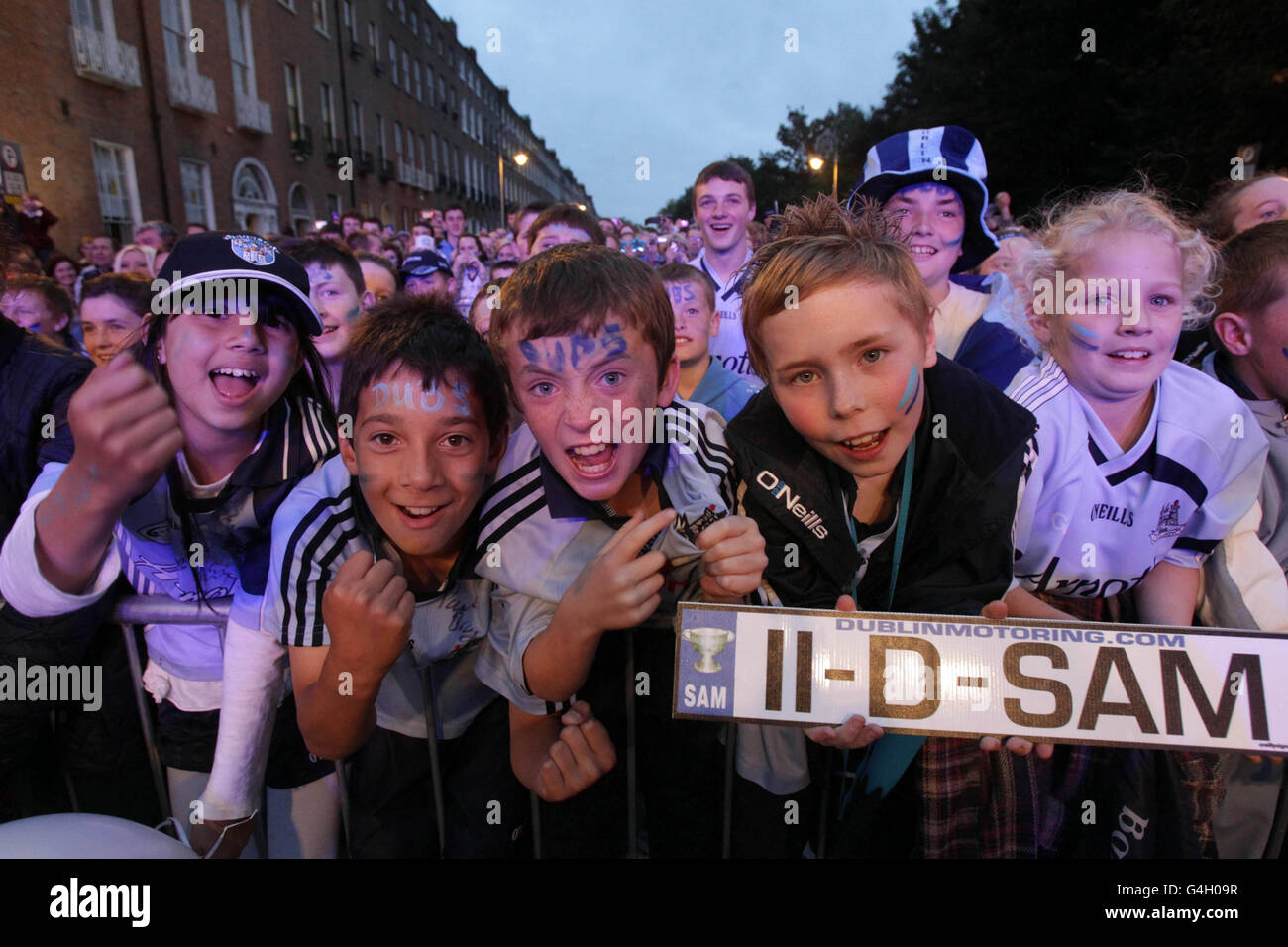 Thousands of Dublin GAA fans gather in Merrion Square in the capital ...