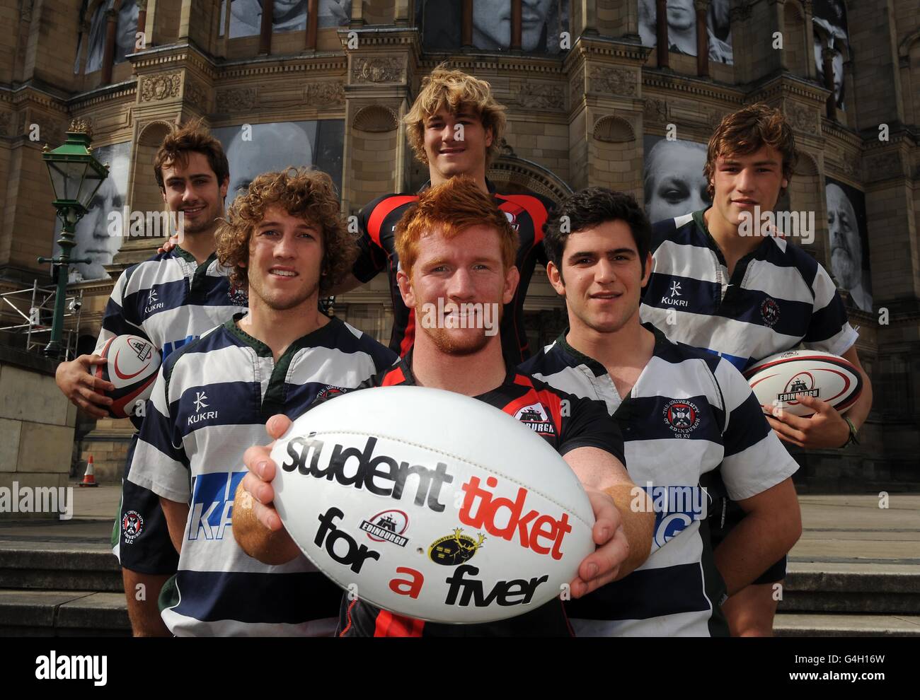 Edinburgh Rugby's Roddy Grant (centre bottom) and David Denton (centre ...