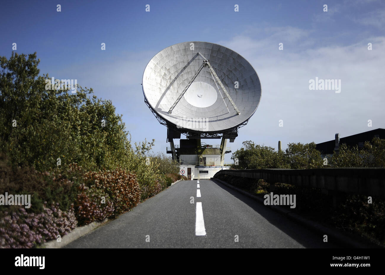 General view of ARTHUR, a parabolic satellite communications antenna ...