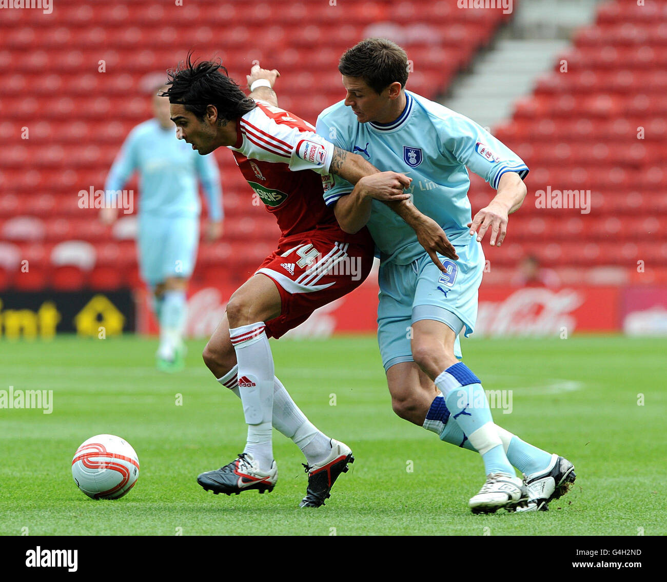 Middlesbrough's Rhys Williams (left) and Coventry City's Lukas ...