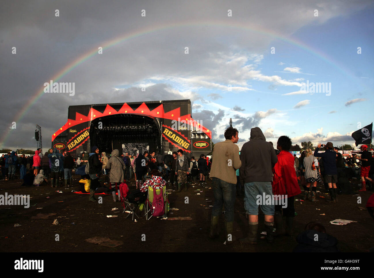 A rainbow over the Main Stage at the Reading Festival, at Richfield ...