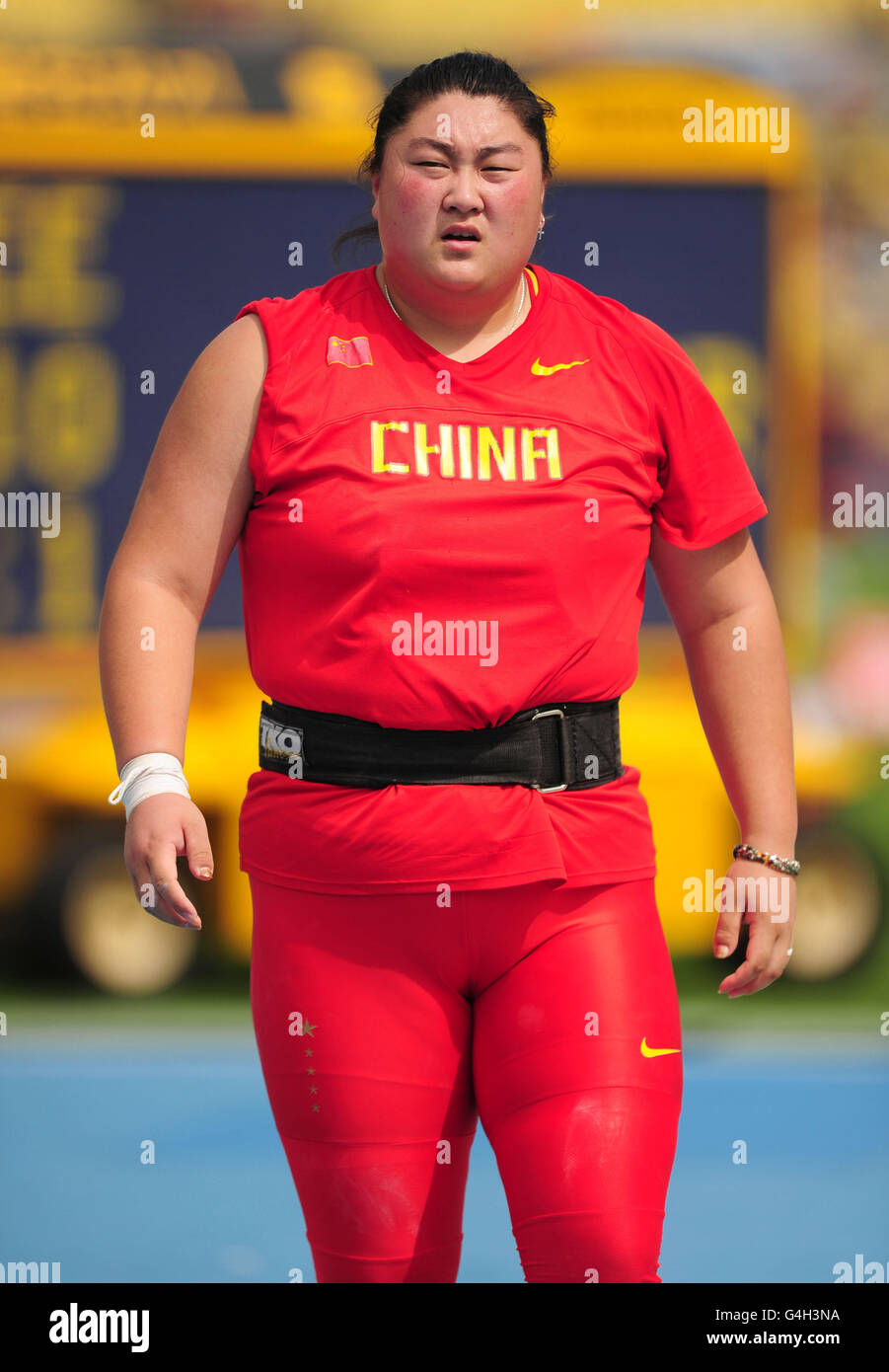 Chinas li ling competes in the womens shot put qualification hi-res ...