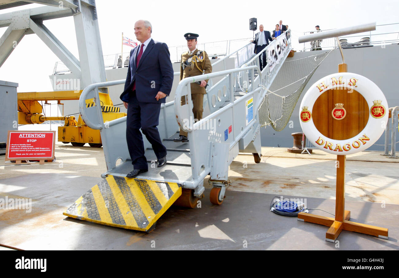 Armed Forces' Minister, Nick Harvey MP, disembarks the Royal Navy's ...