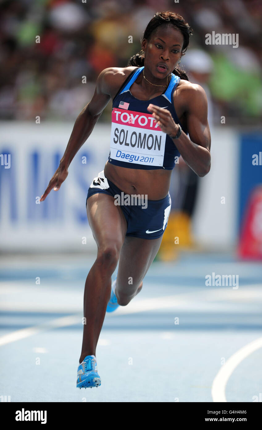 USA's Shalonda Solomon competes in the Women's 200m Heats Stock Photo ...