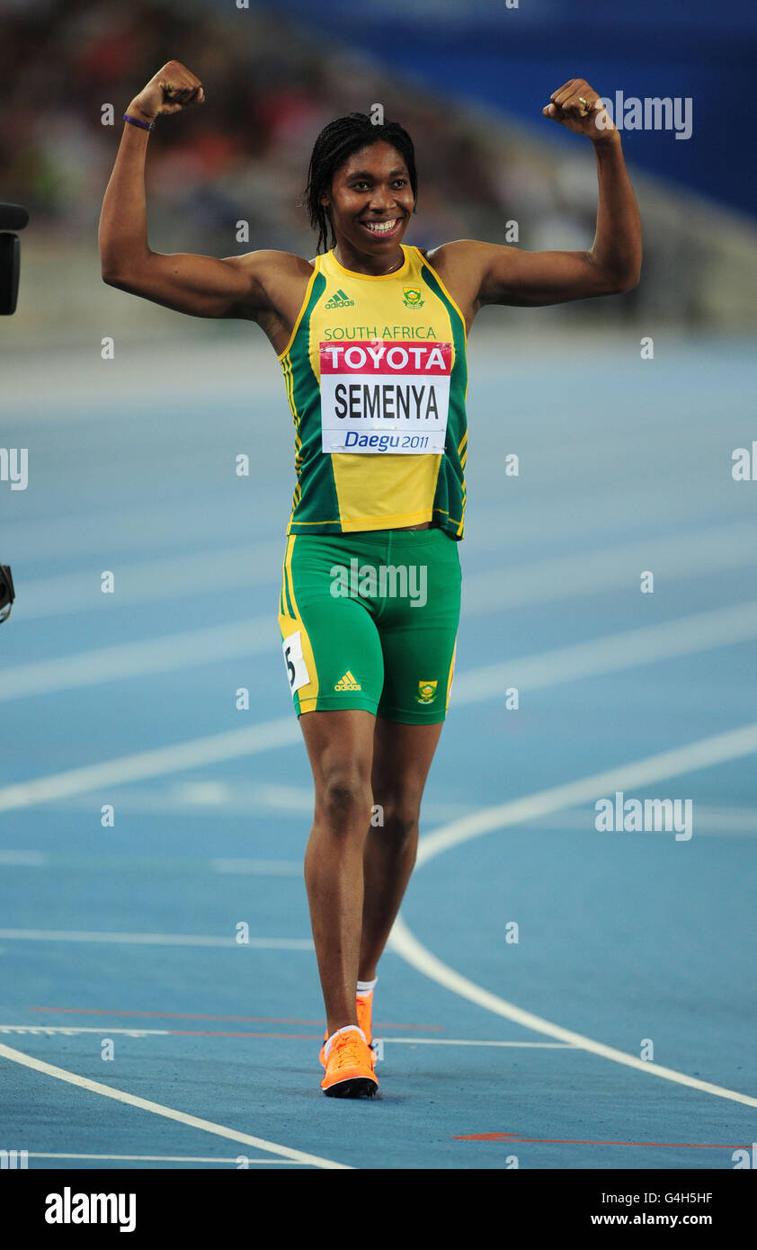 South Africas Caster Semenya Celebrates Winning The Silver Medal In