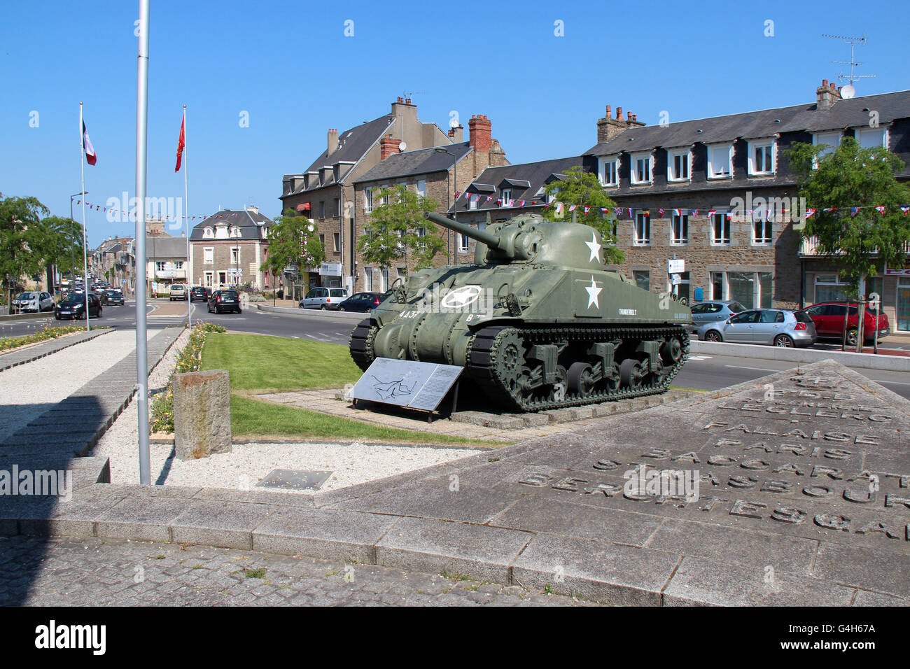 A tank on the Patton square in Avranches (France Stock Photo - Alamy