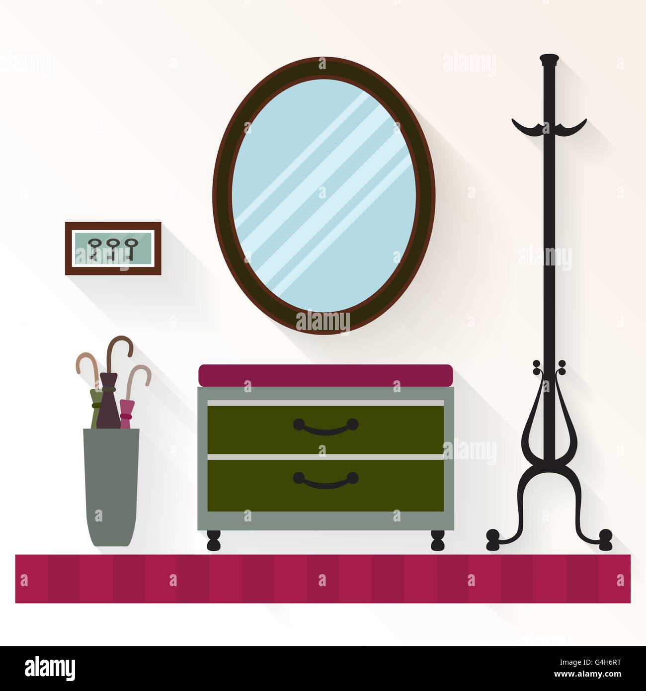 Vector interior hallway with mirror and commode . Hallway home Stock ...