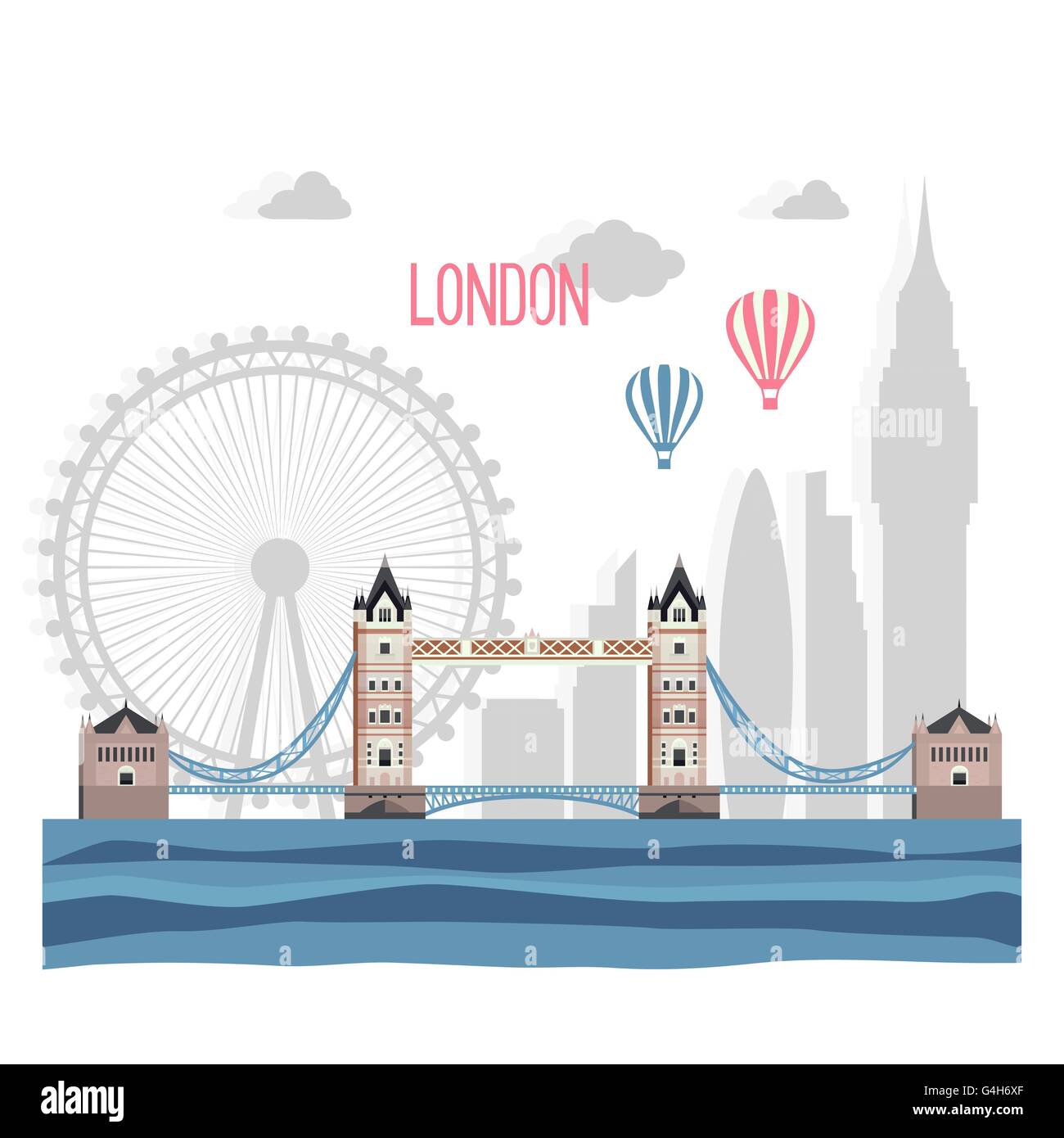 London abstract silhouette on white background. Vector flat il Stock ...